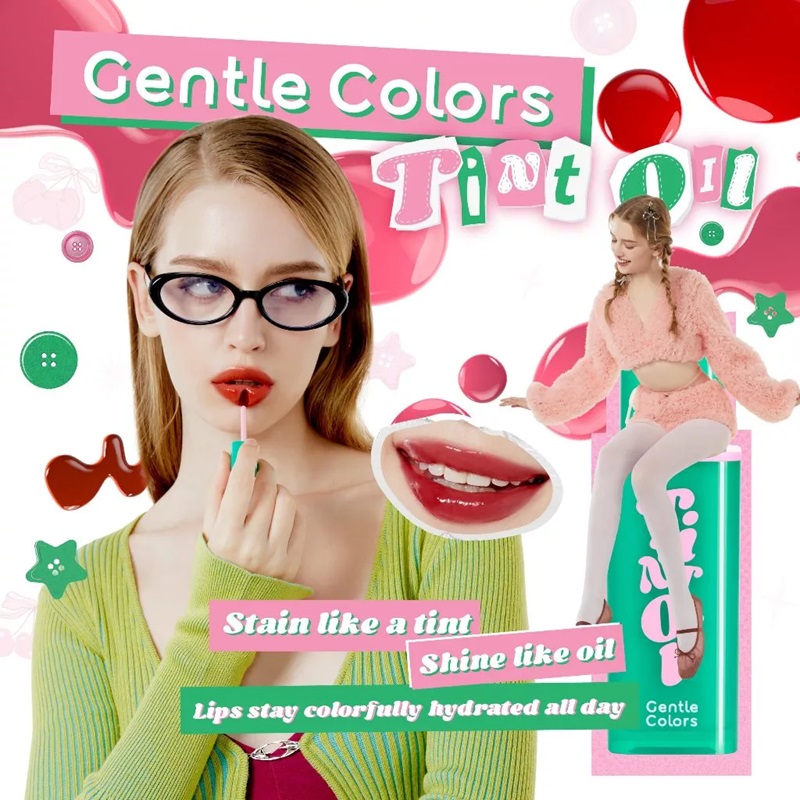 Gentle Colors Tint Oil 4.5g Lip Clear Color Long Lasting Juicy Shiny ...