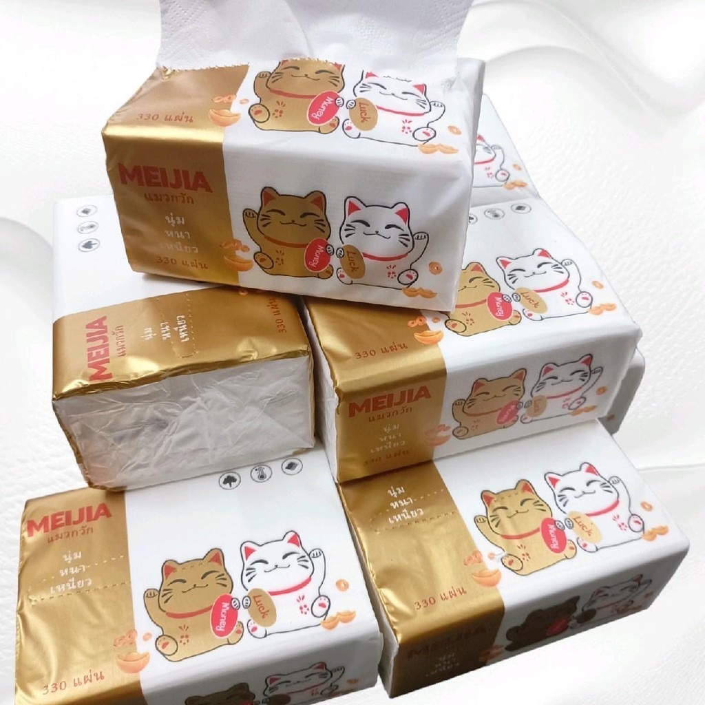 10 Packs Of 4-Layer Thick Cat Tissue Paper 330 Sheets 1 Pack 10 Facial ...