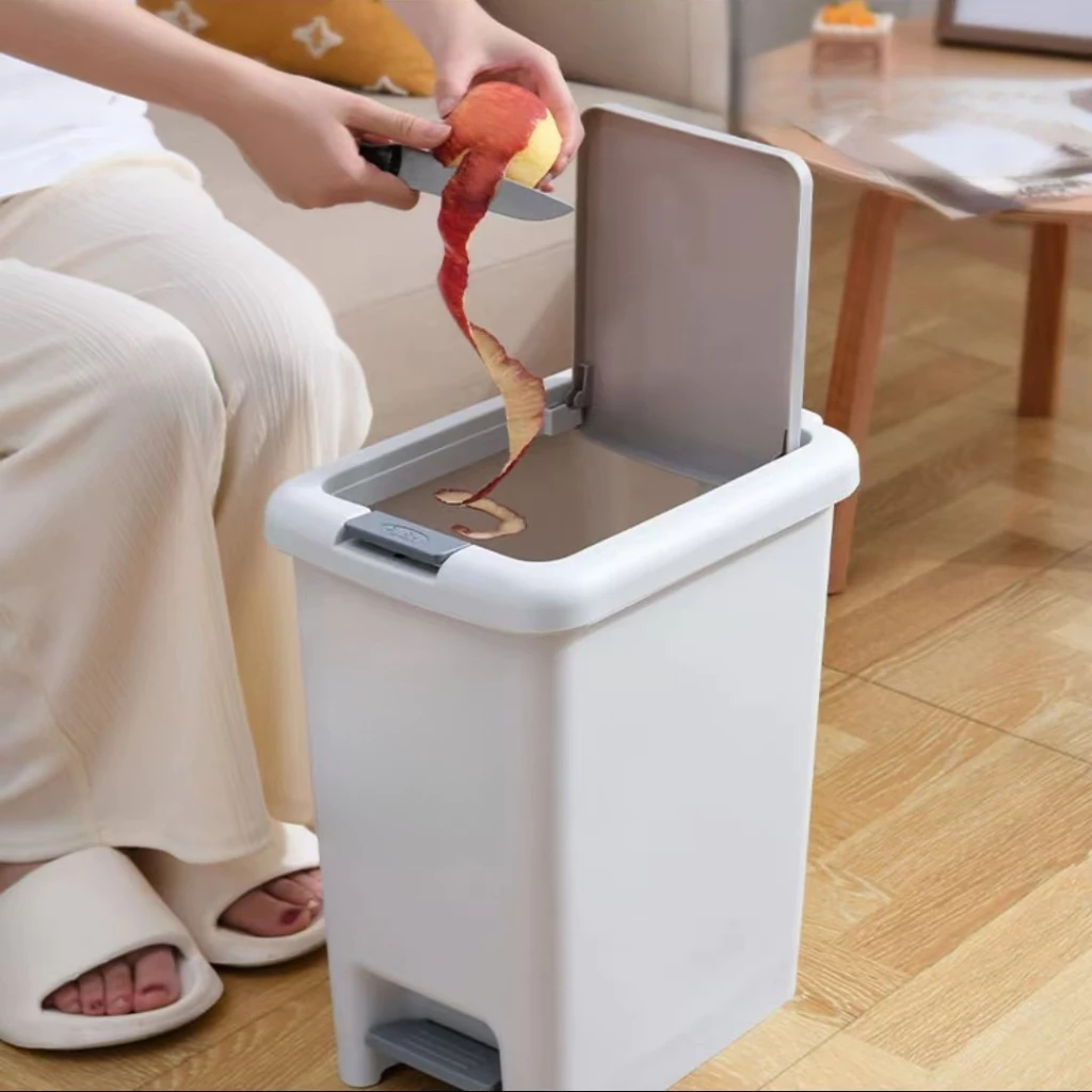 Airsounds Trash Can Hand Open-Foot Big Bin Square Minimalist Style Lid ...