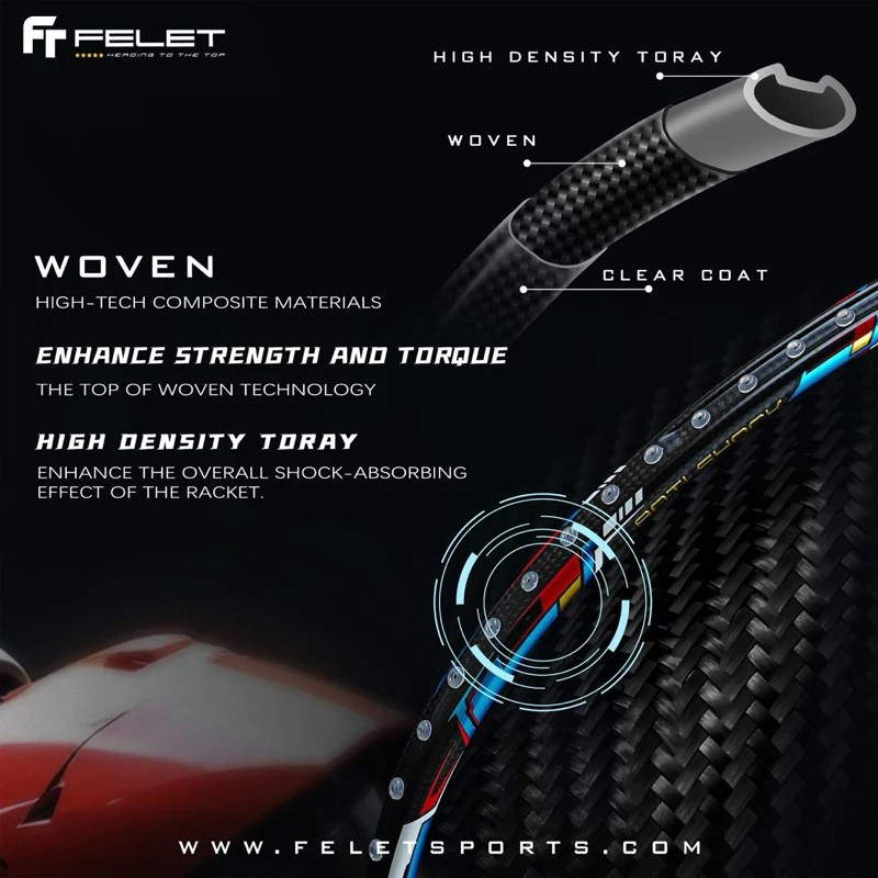 FELET Badminton Racket Model WOVEN 8000 [Free String + Free Stringing ...