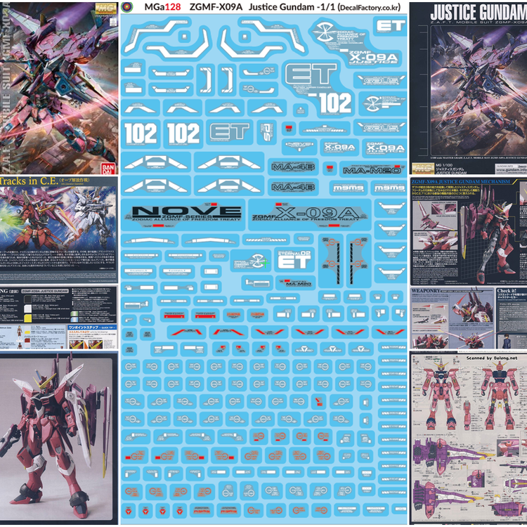 [EZ DECAL] Q01 MG 1/100 ZGMF-V09A JUSTICE GUNDAM [MG SCALE] PRE-CUT ...