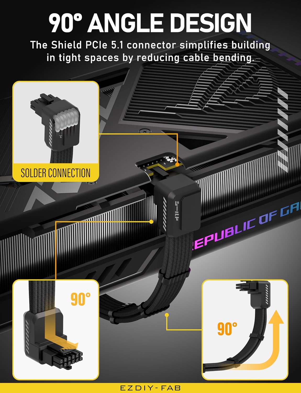 EZDIY-FAB (Graphics Card Power Extension Cable) Shield PCIE 5.1 GPU ...