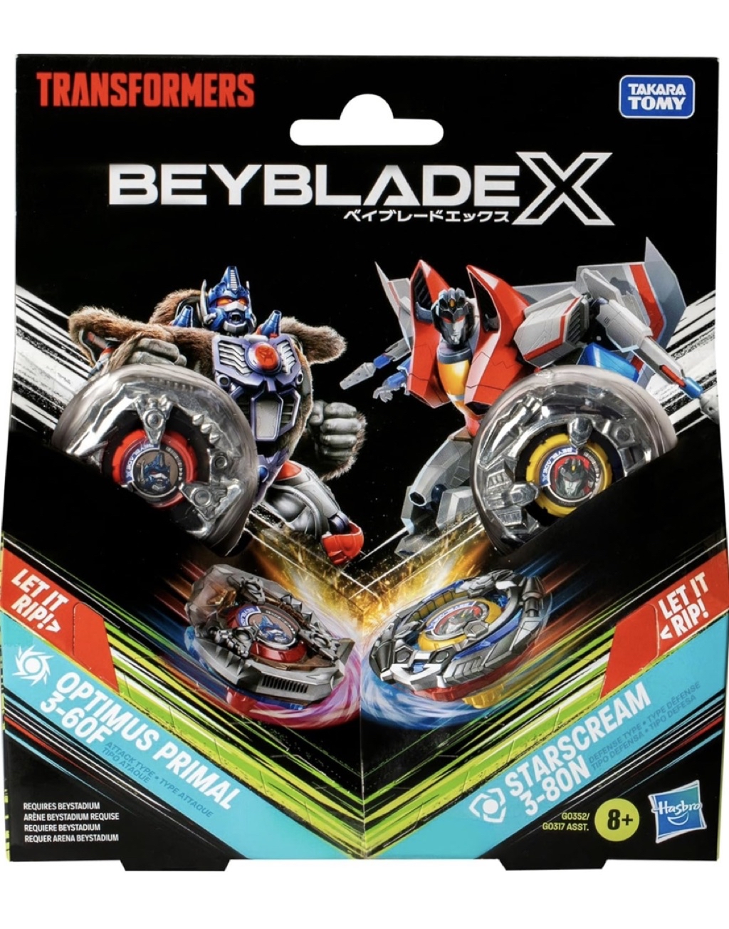 Beyblade X Transformers Collab Optimus Primal 3-60F vs. Starscream 3 ...