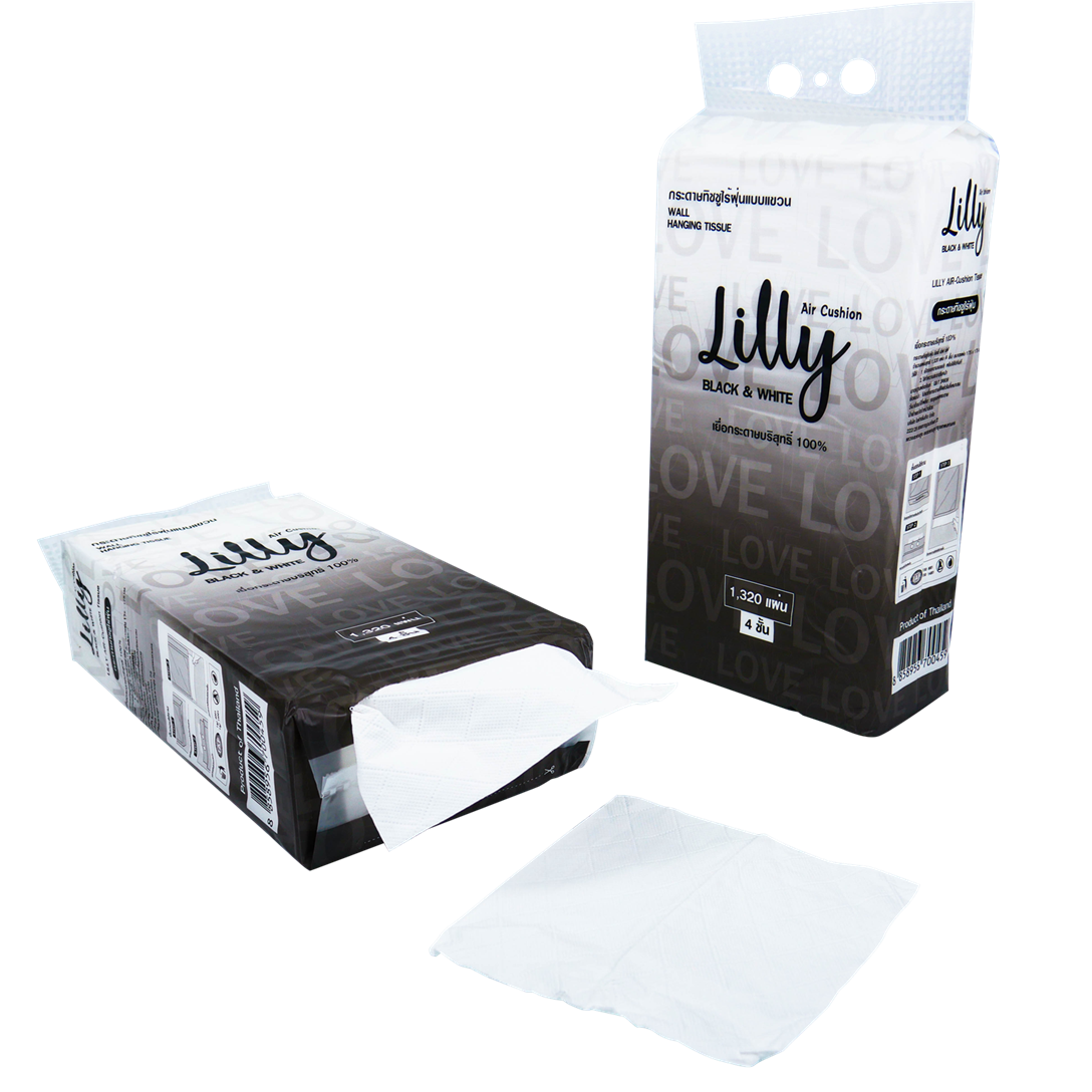 (4 Bags Per Box) Lilly Air Cushion Hanging Dust-Free Tissue Paper Black ...