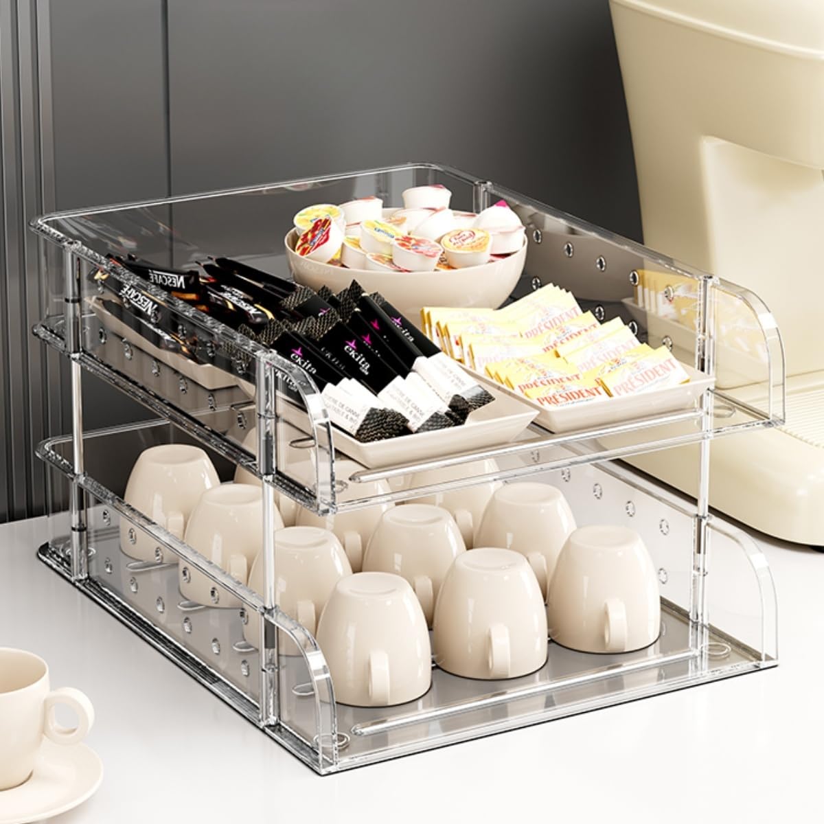 3-Layer Paper Tray For Stackable Transparent Tables With 2 Small A4 ...