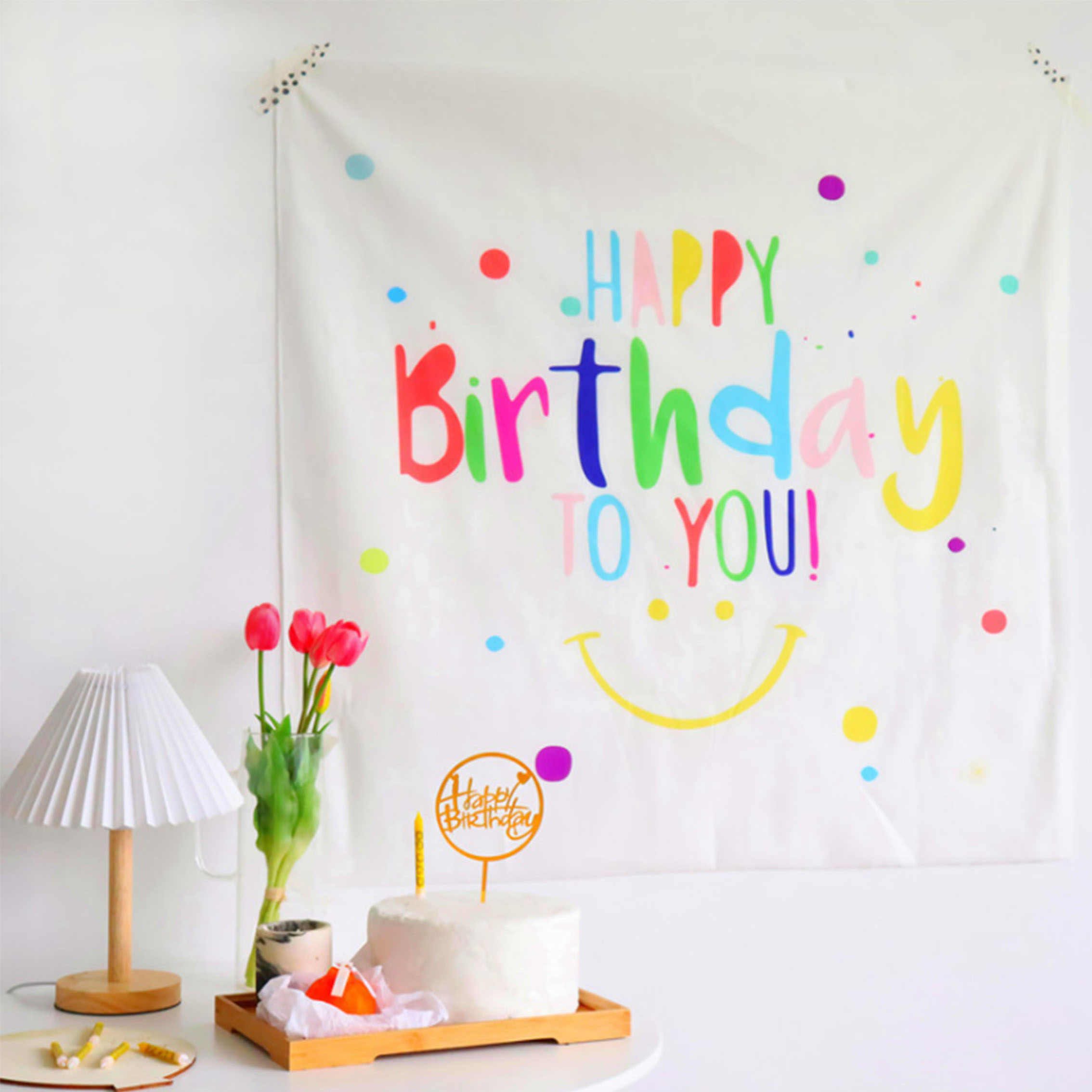 90X90CM birthday Decoration Cloth happy Sign Background For Hanging ...