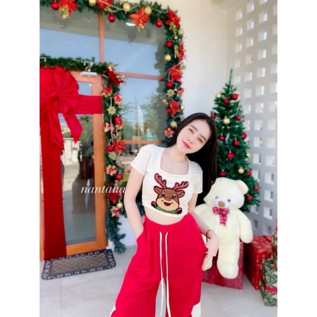 Christmas Set Santa Claus Crop Top With Accessories Comes With Cargo ...