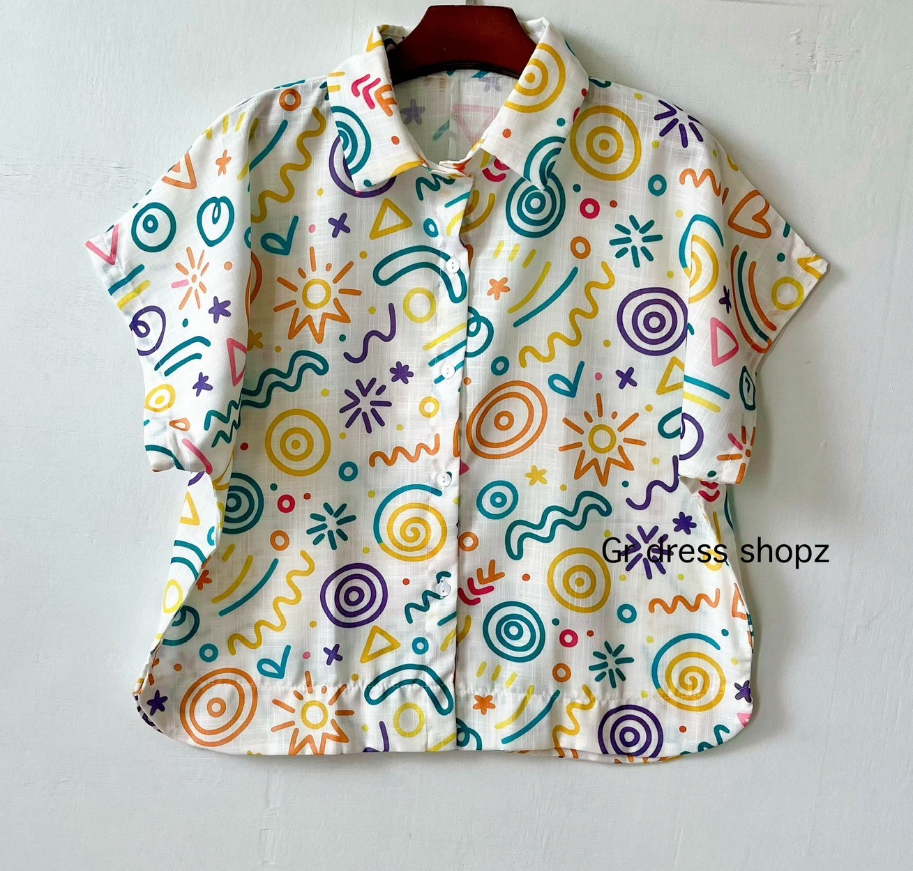 June Label Printed Cotton Shirt With Long Sleeves Fabric Width 46 ...