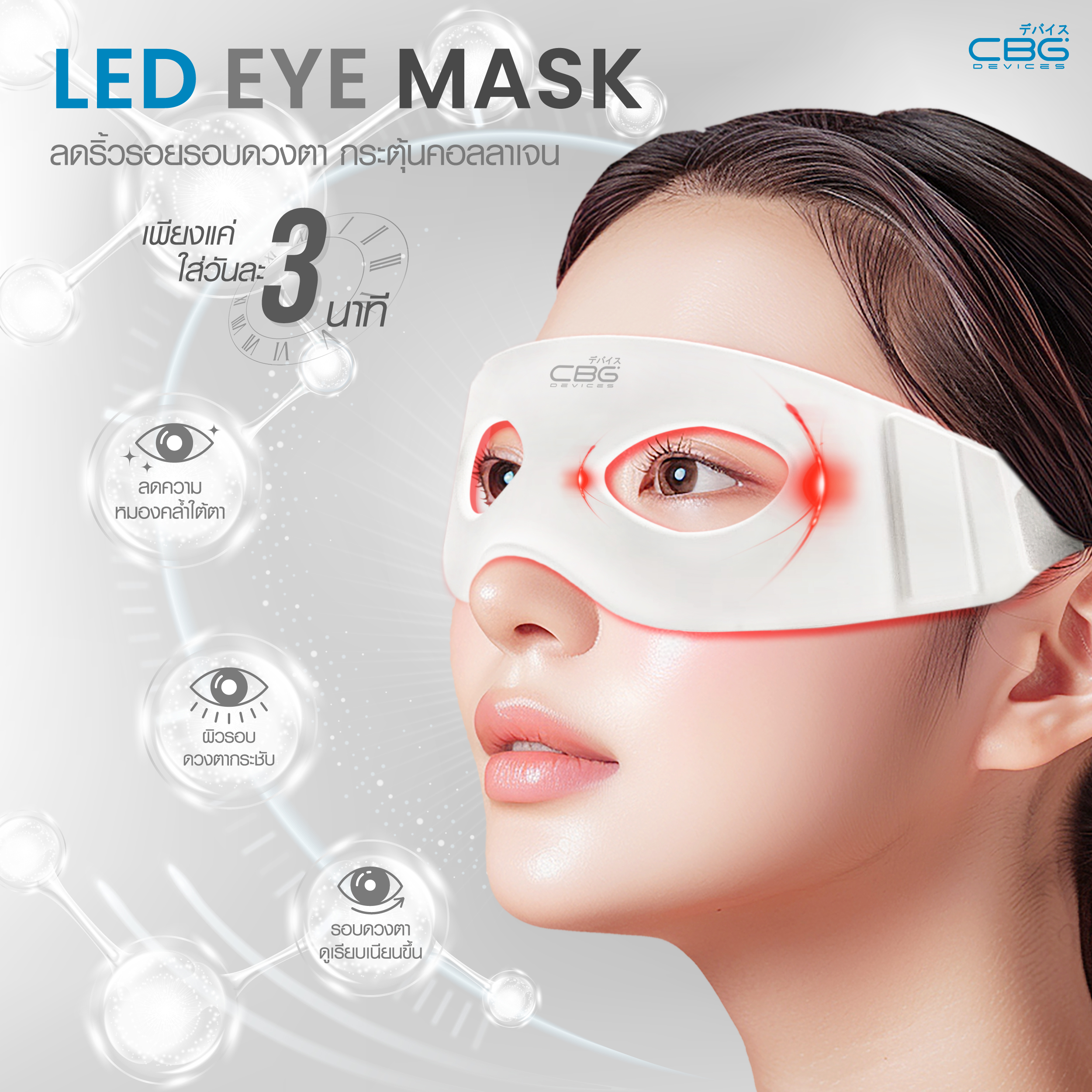 CBG Devices LED Eye Mask Nourishes And Restores The Skin Around The Eyes With Red Light ...