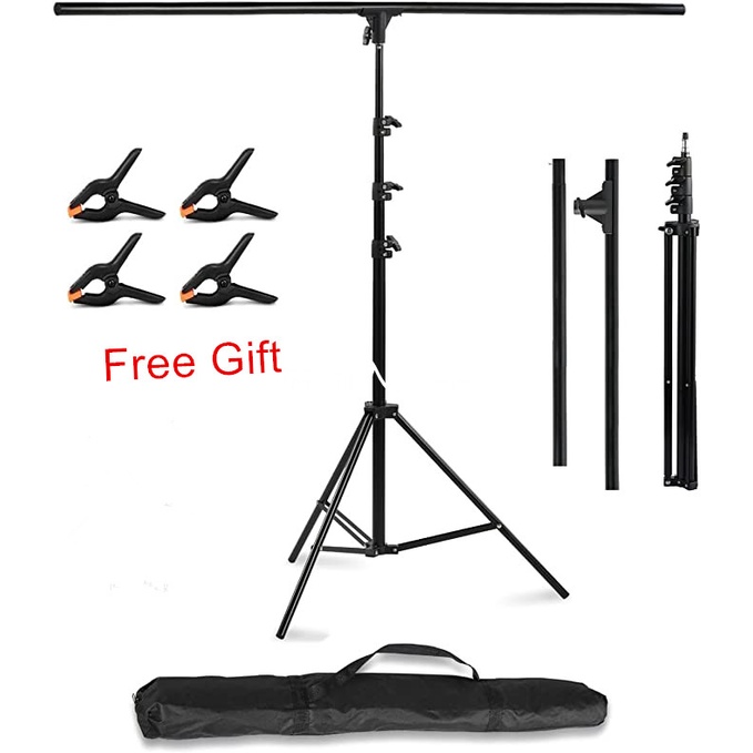 【Free Gift】2X1.5m Photography Backdrop Stand T Shape Support Light ...