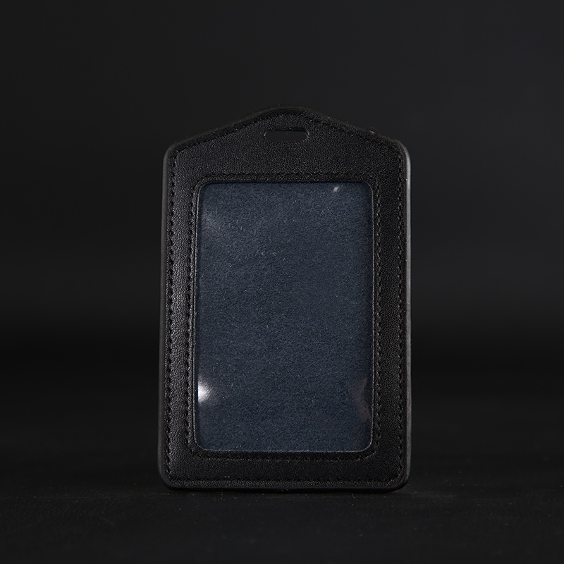 Genuine Leather Identification Card Case Work Holder With Lanyard ...