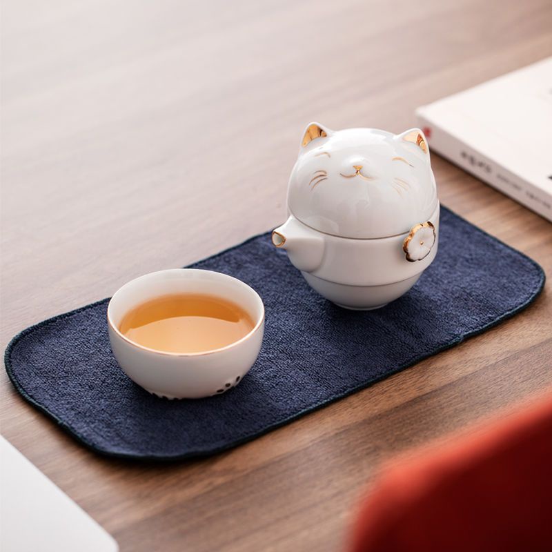 Quick Cup Lucky Cat Tea Set Outdoor One Pot Two Cups Travel Portable ...
