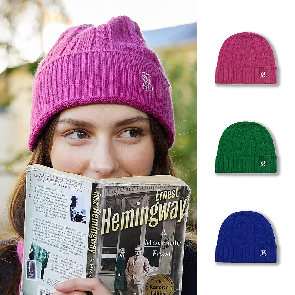 Monceau Cable Knit Beanie (Royal Blue,Green,Pink) | Shopee Singapore
