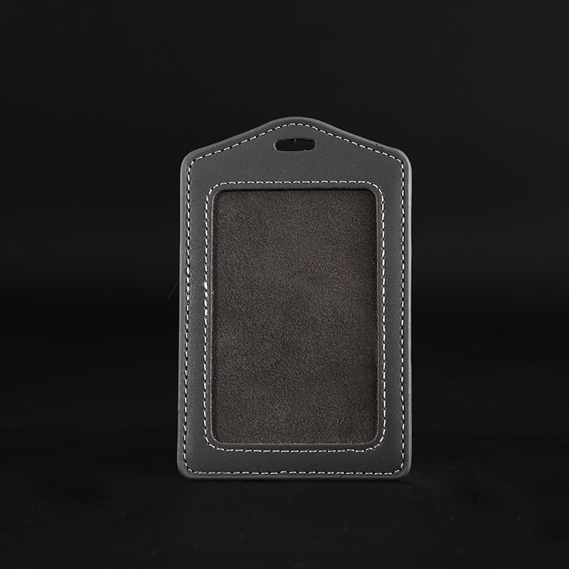 Genuine Leather Identification Card Case Work Holder With Lanyard ...