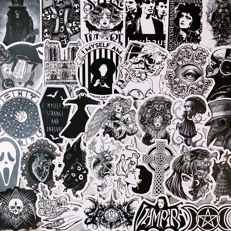 Dark Gothic Style ️ Waterproof Stickers 50pcs Horror Scary Handsome ...