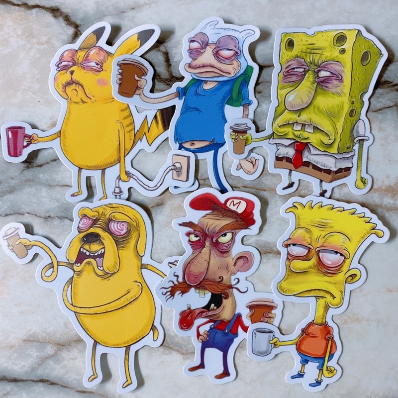 Single Sheet ️ Spoof Cartoon Character Pikachu Mario Spongebob ...