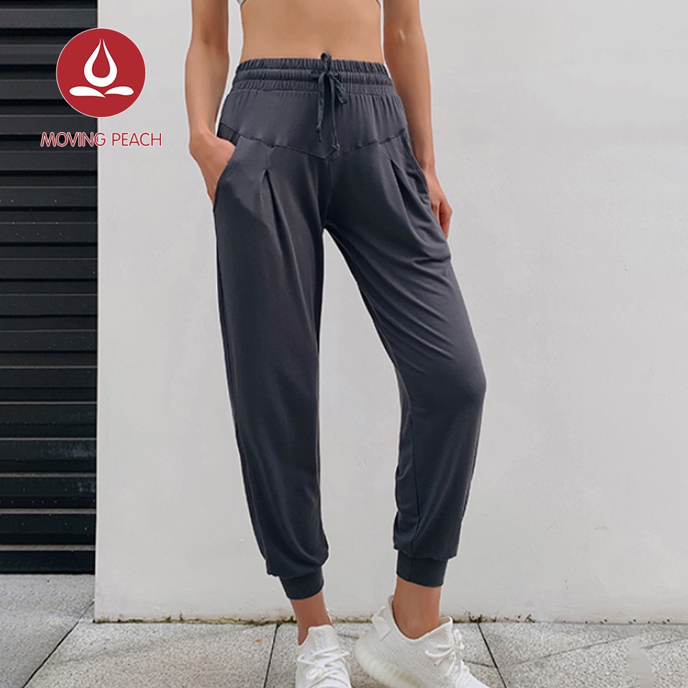 MOVING PEACH Women Jogger Pants Loose Trousers Fitness Yoga High Waist Pants with Pockets HLR ...