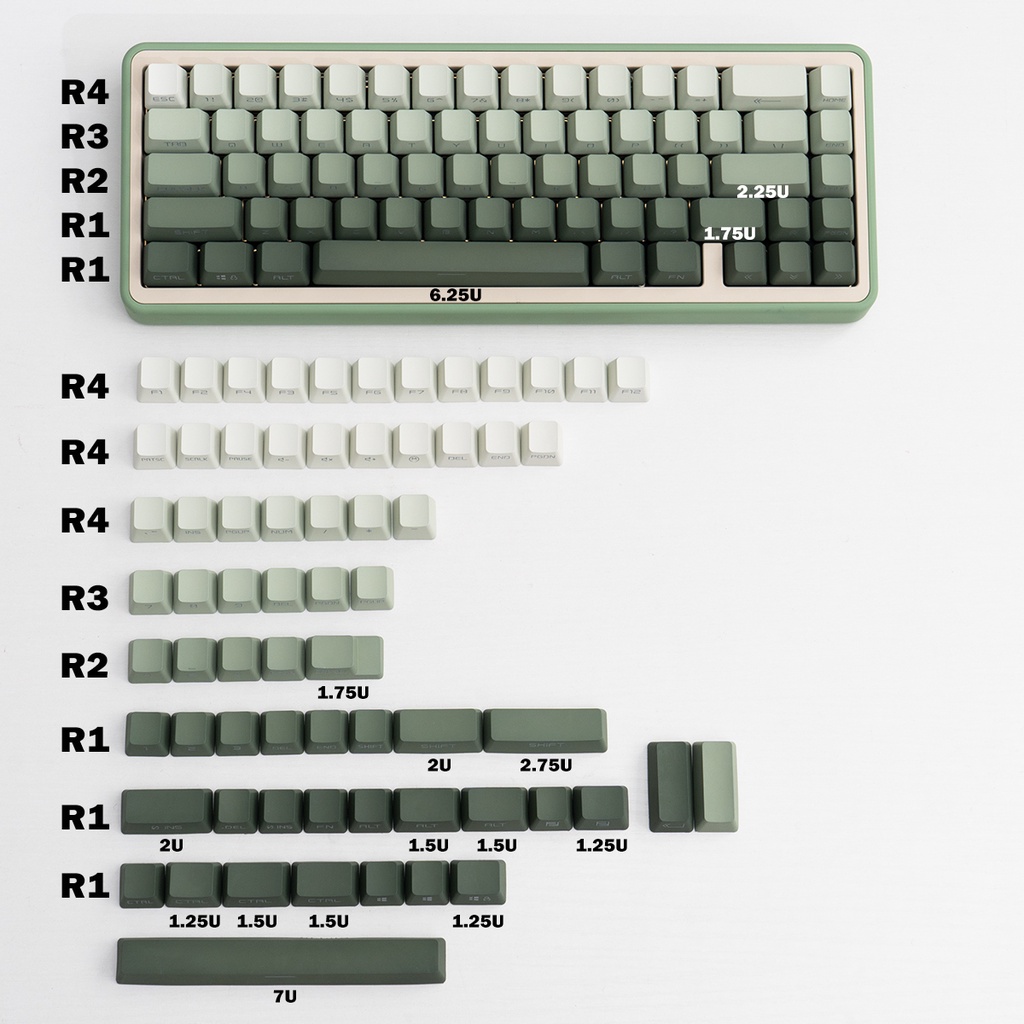 【JKDK】polar day PBT keycaps font transmits light OEM profile gray and ...