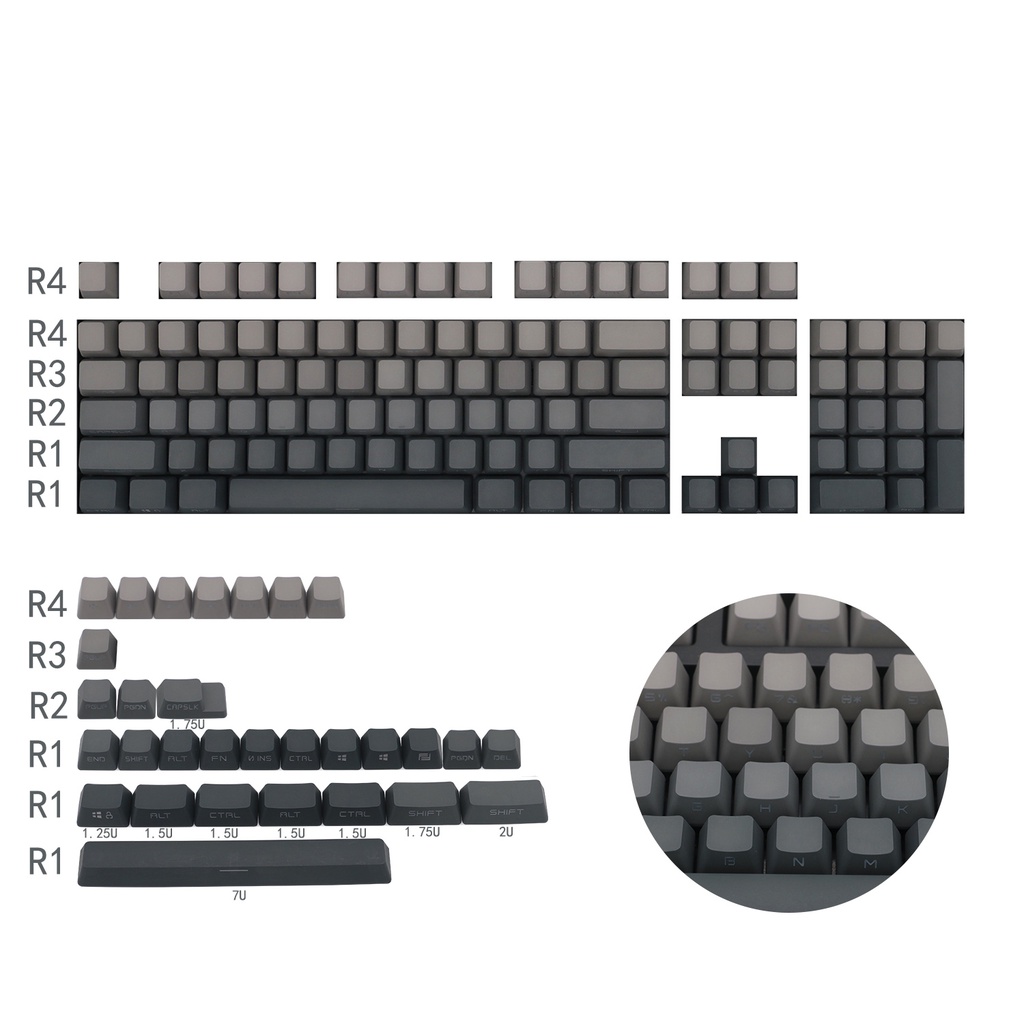 【JKDK】polar day PBT keycaps font transmits light OEM profile gray and ...