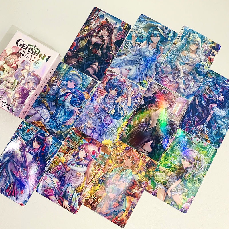 Yuanshen Character Laser Photocards 50 Pieces Aya Hua Xinhai Walnut ...