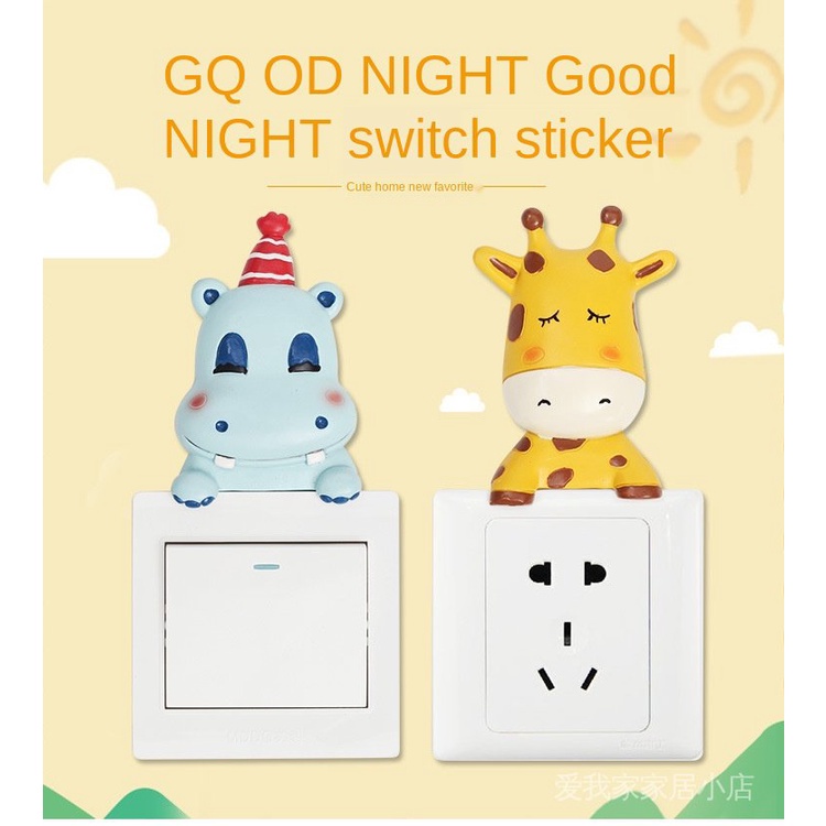 zakka Resin Wall Sticker Wall Panels Switch Sticker Crafts Cartoon ...