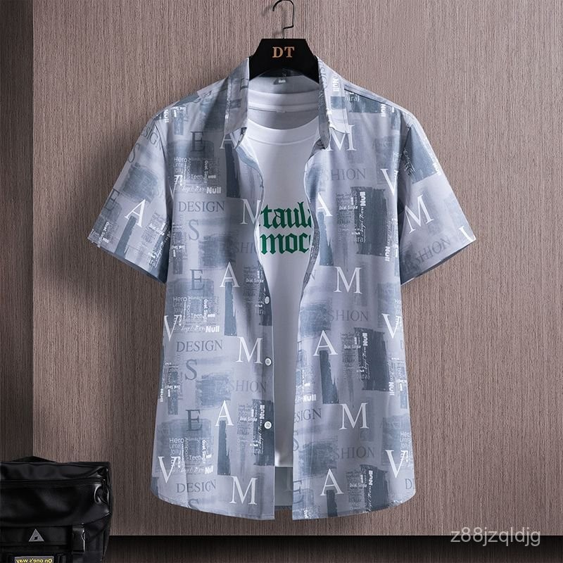 Short Sleeve Shirt Summer Men Ice Silk Non-Iron Anti-Wrinkle Casual ...