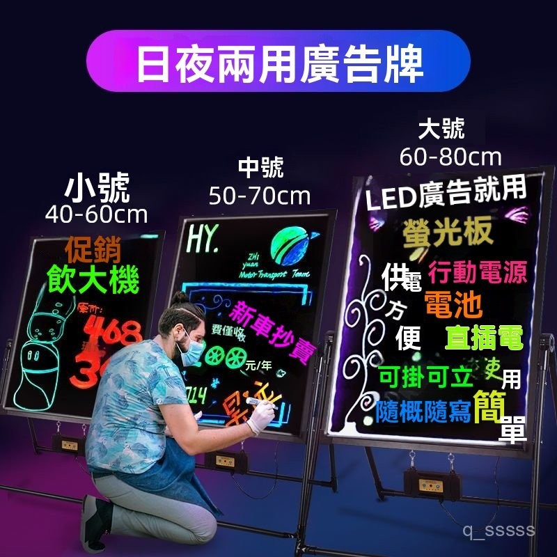 led Fluorescent Board Signboard Price Tag Whiteboard Writing Wooden ...