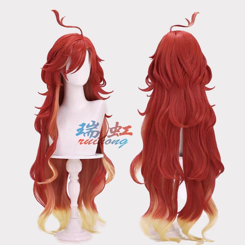 Yuanshen Mavika Vulcan cos Wig Gradient Color Long Hair Simulation ...
