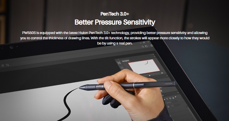 HUION Battery-free Slim Pen PW550S Compatible with Inspiory 2/Giano ...