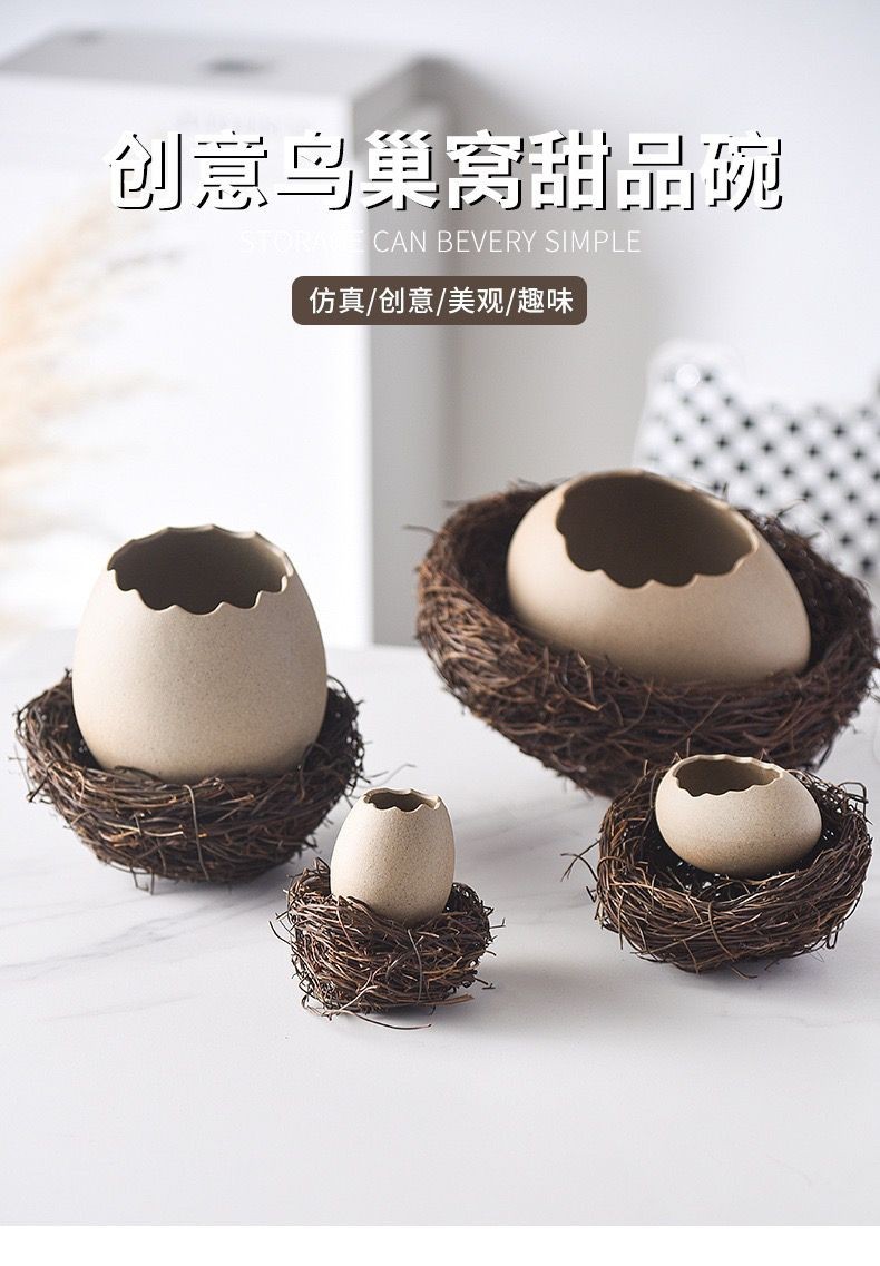 Creative Bird Egg Bowl Bird's Nest Instant Noodle Dessert Ostrich Shape ...