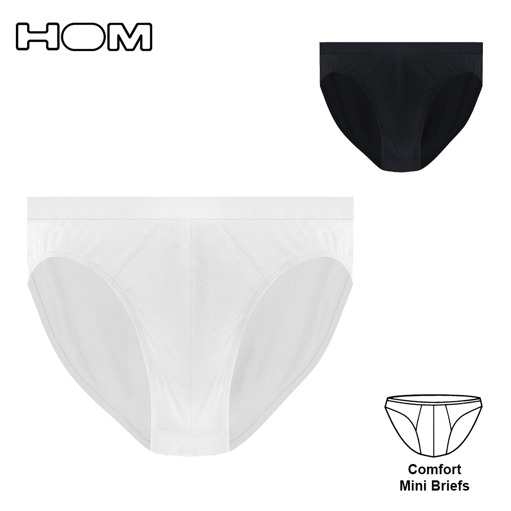 [HOM] French Brand Comfort Mini Briefs Men's Modal Classic Black White ...