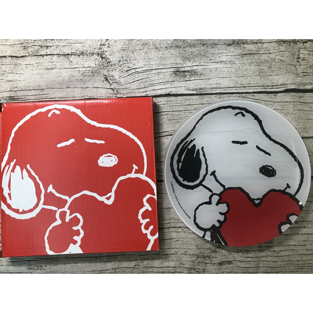 Japan Snoopy lawson Limited White Heart Plate Glass Round Shallow Big ...