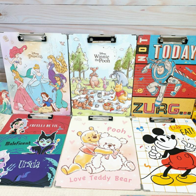Disney A4 Board Clip Princess Pooh Iron Type Hanging Ura Folder Mickey ...