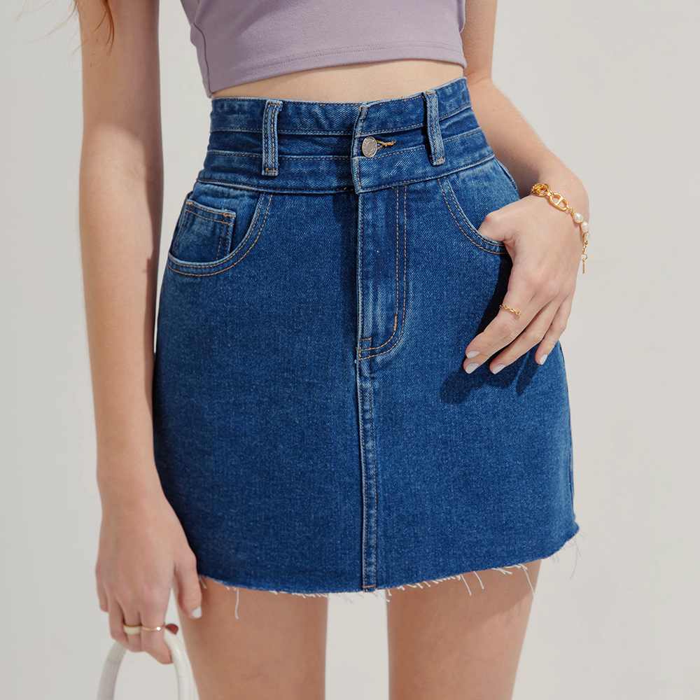Air Space Plus High Waist Whisker Denim Skirt Medium Bluelight Blue Womens Clothing Large