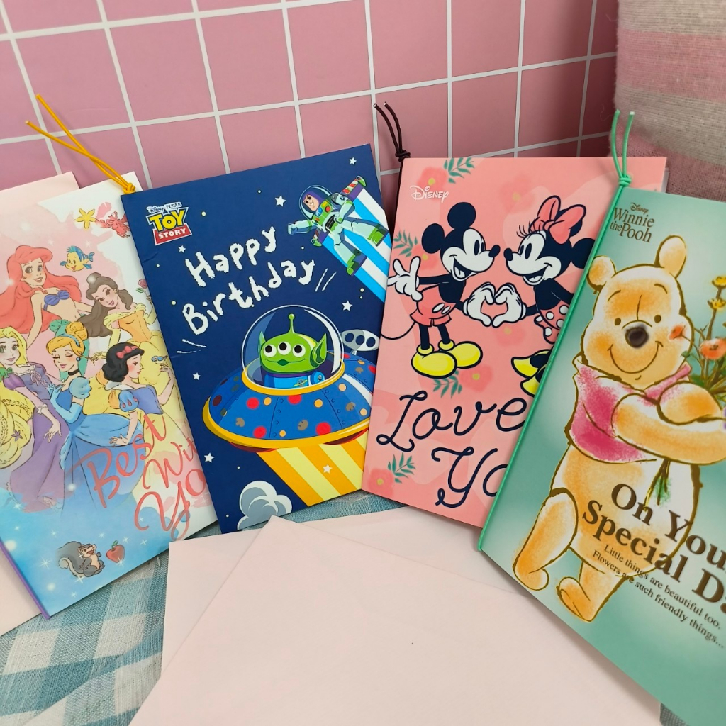 Disney Tether Card Birthday Pooh Mickey Minnie Mouse Three-Eyed Monster ...