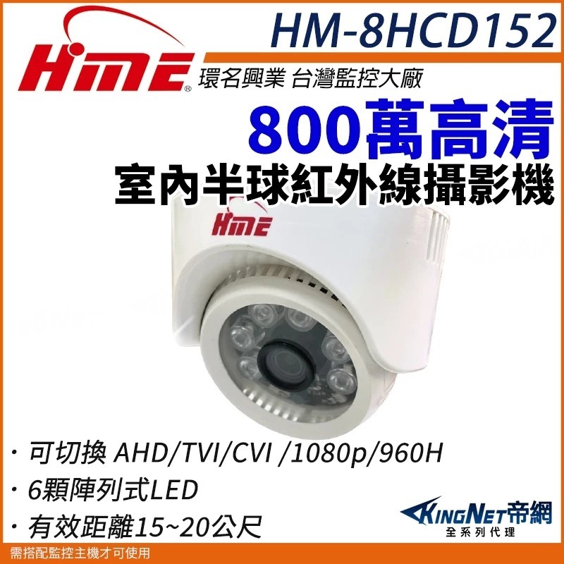 Ring Name HME HM-8HCD152 8 Million TVI Radio Indoor Dome Camera Night ...