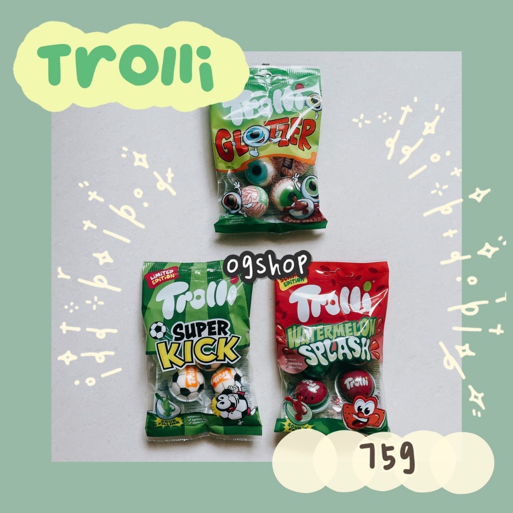 Trolli:: Marshmallow With Sour Sour:: Eyeball/Football/Watermelon Gummy ...