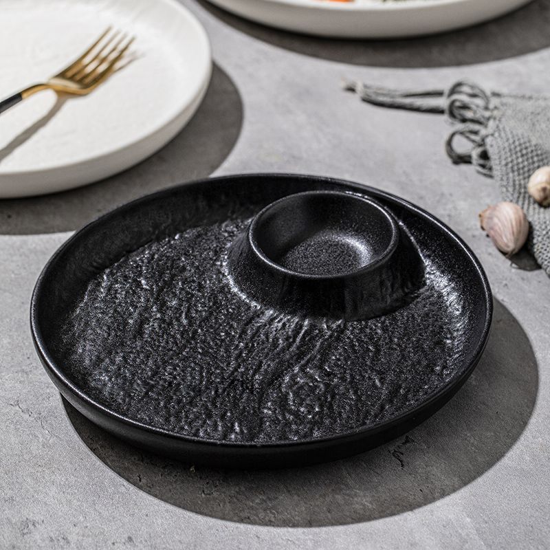 Kawashima Japanese Dumpling Plate Ceramic With Dipping Seasoning ...