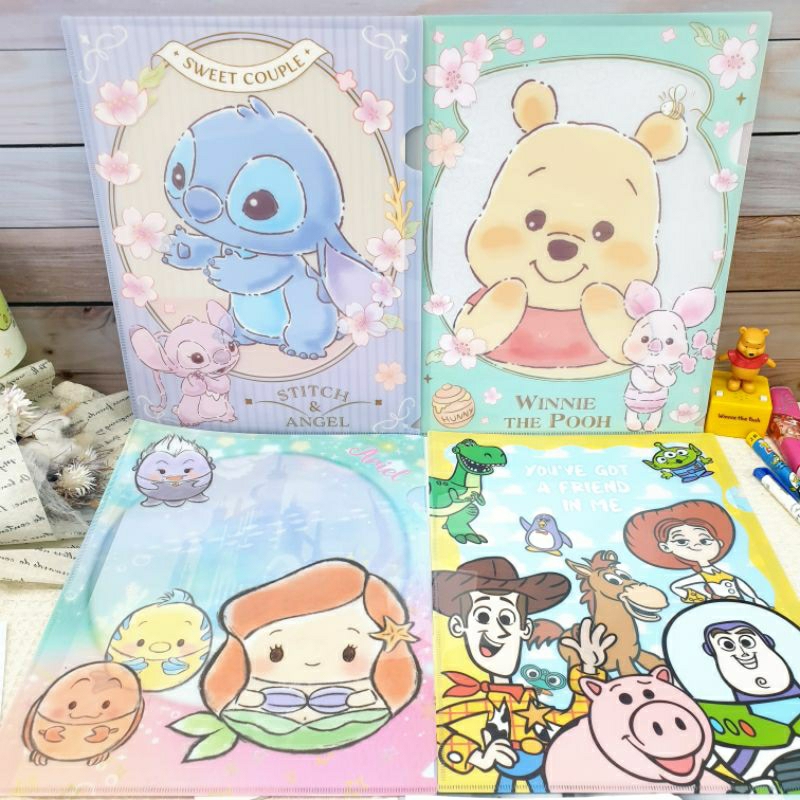Disney LU-Shaped Folder A4 Classification Double-Layer Information Bag ...