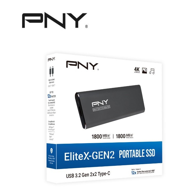 PNY Elite-X USB3.2 Gen2x2 Portable Mobile Solid State Drive 2TB 4TB ...