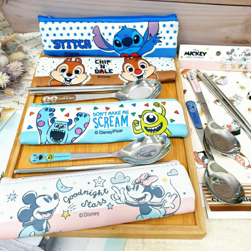 Disney 304 Stainless Steel Cutlery Set Spoon Chopsticks Cloth Cover ...