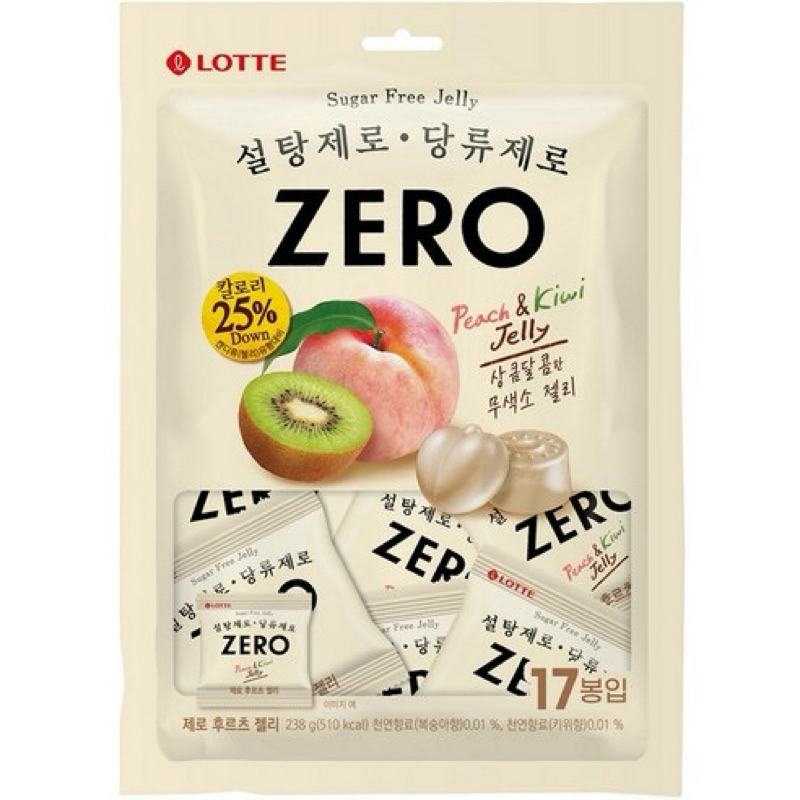 Korea LOTTE Gummy ZERO Candy Fruit Kiwi Peach Mixed Flavor 238g (17 ...