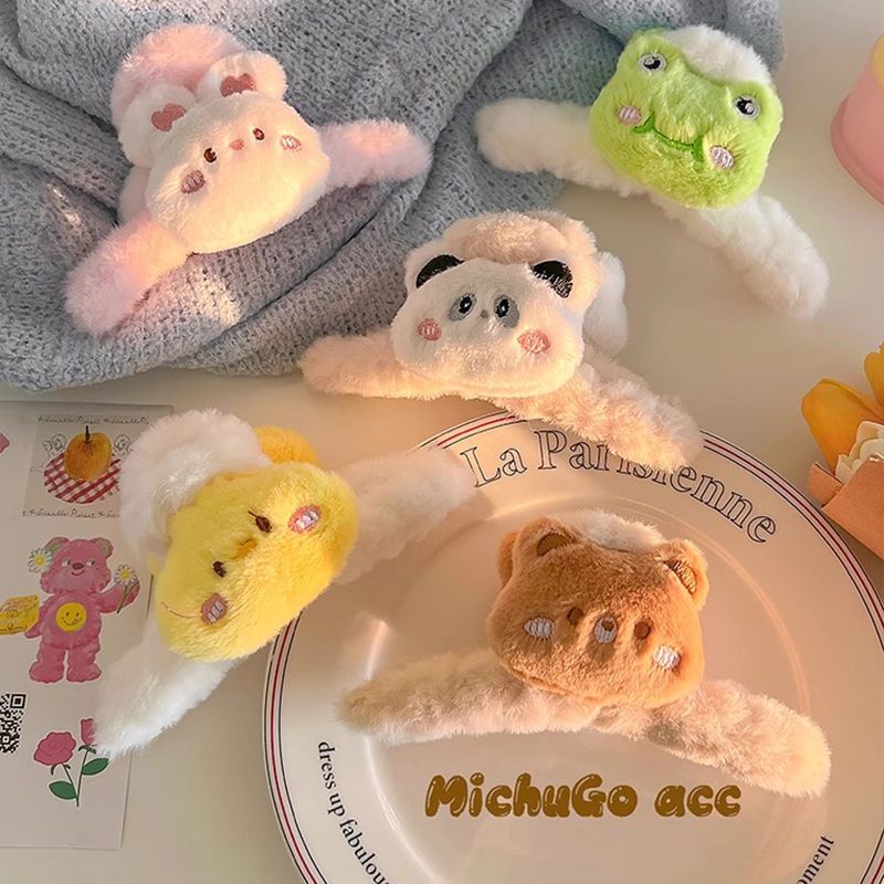 Cute Cartoon Plush Clip Female Back Head Plate Hair Large Shark Hairpin ...