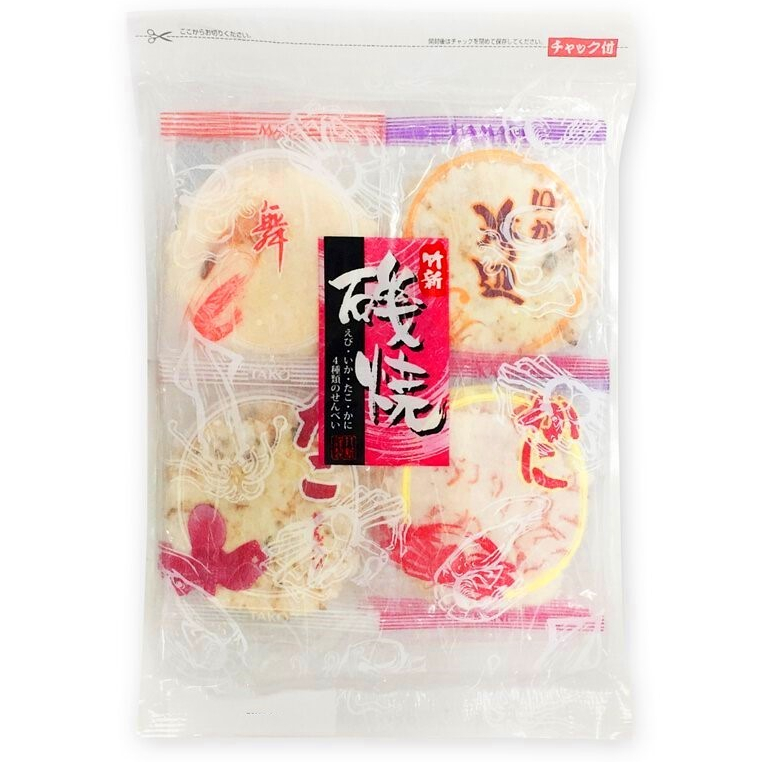 Japan Takeshin Isoyaki Mixed Seafood Senbei Shrimp Crab Takoyaki Squid ...