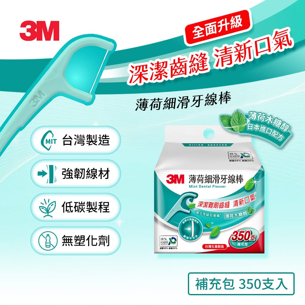3M MF05 Smooth Dental Floss Stick-Mint Xylitol Refill Pack (350 Sticks ...