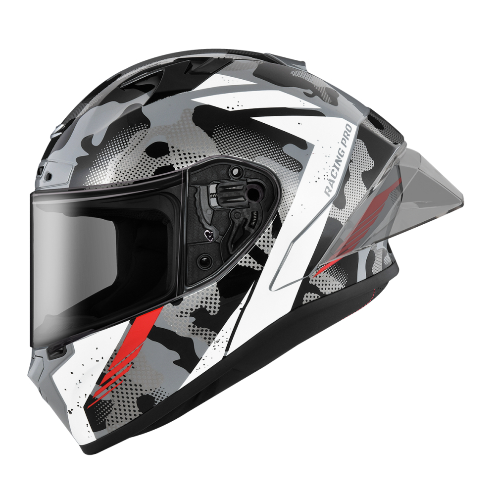 ZEUS ZS-826 BK8 Full Face Helmet Duck Tail Double D Buckle Lining Fully ...