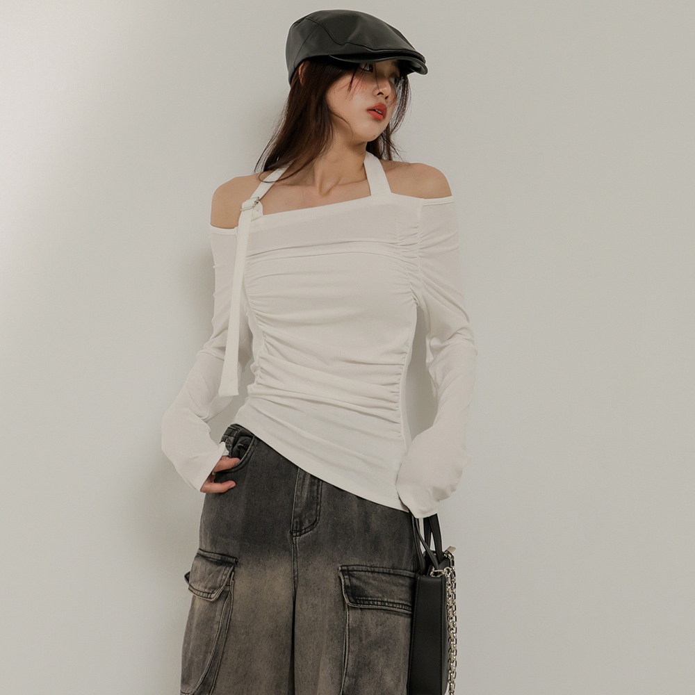 IN SHOP Style Around Neck Stretch Crinkle Top-Total 3 Colors [KT224085 ...