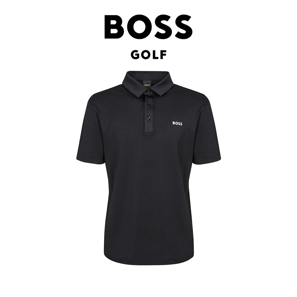 [BOSS GOLF] BUTTON DOWN SHORT SLEEVE COLLAR Men's GOLF POLO Shirt Black ...