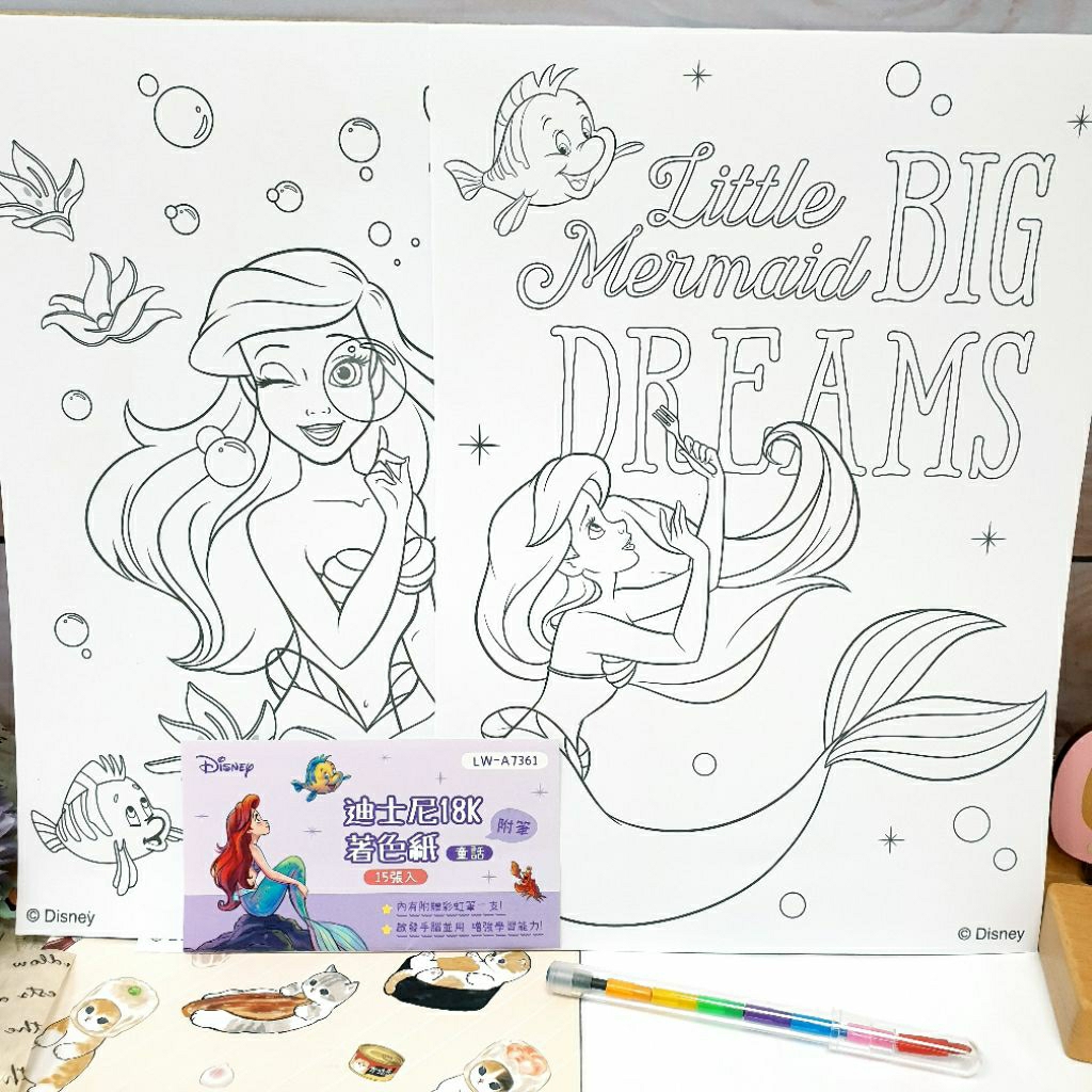 Disney Princess 18k Coloring Paper 15 Sheets With 1 Piece Rainbow Pen ...