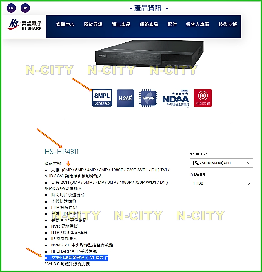 Taiwan Chip NDAA 4-Channel 4-Sound 8 Million Pixels 4K/DVR Video Recorder TVI/AHD Coaxial Audio ...